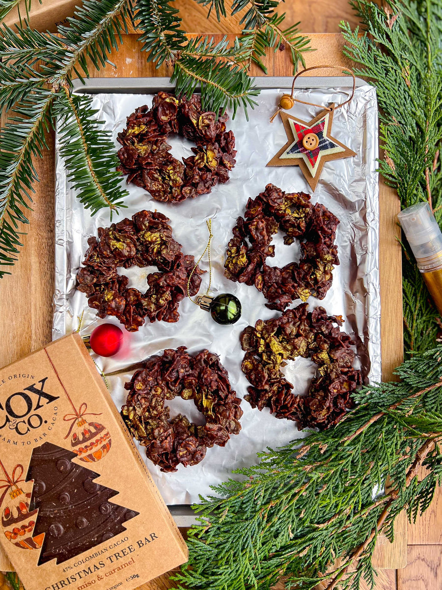 Easy Christmas Chocolate Cornflake Wreaths – Cox&Co Cacao